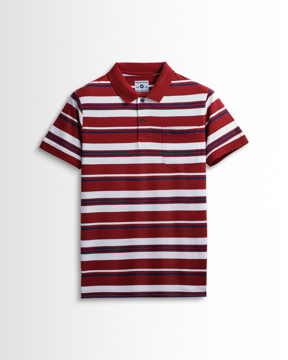 Premium Cotton Multi Striped Polo Pocket (Maroon/Navy/White Stripes ...